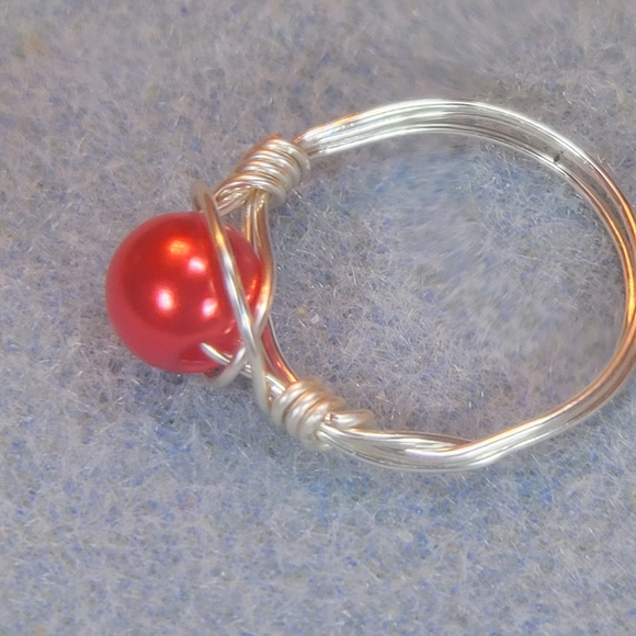 Hand Crafted | Jewelry | Silver And Beautiful Red Faux Pearl Ring ...